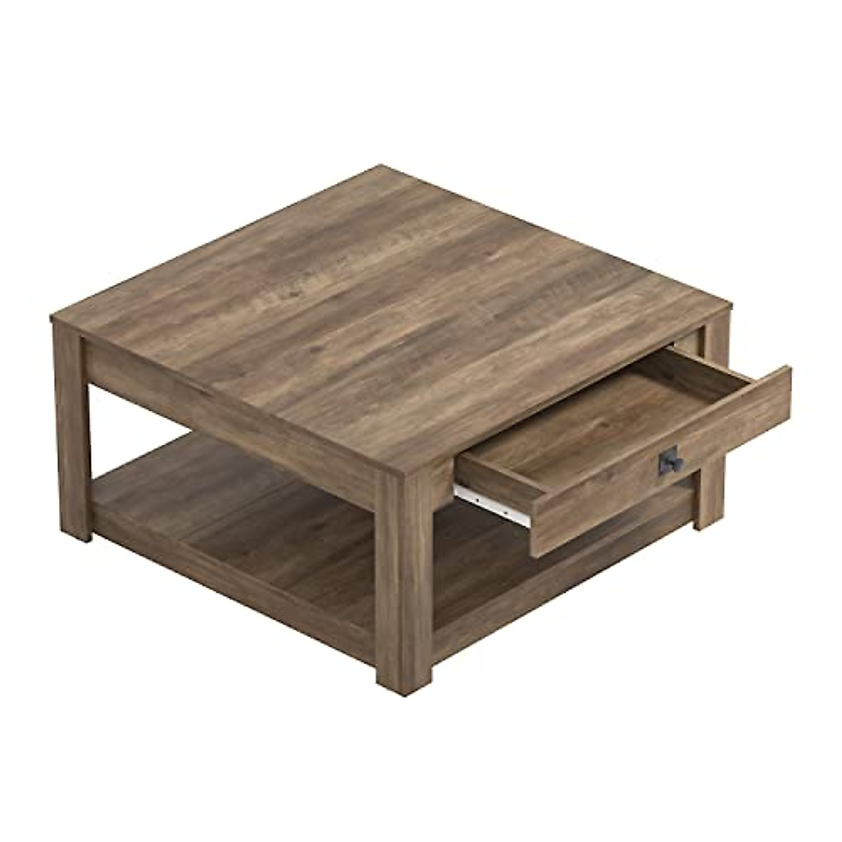 Galano Philia Square Coffee Table - Hidden Compartment and Storage Shelf - Modern Tabletop Dining Table for Living Room - Engineered Wood - Easy Assembly - Knotty Oak