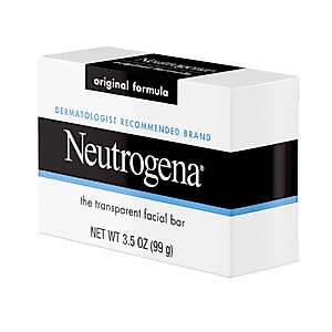 Neutrogena Original Gentle Facial Cleansing Bar with Glycerin, Pure & Transparent Face Wash Bar Soap, Free of Harsh Detergents, Dyes & Hardeners, 3.5 oz (Pack of 6)