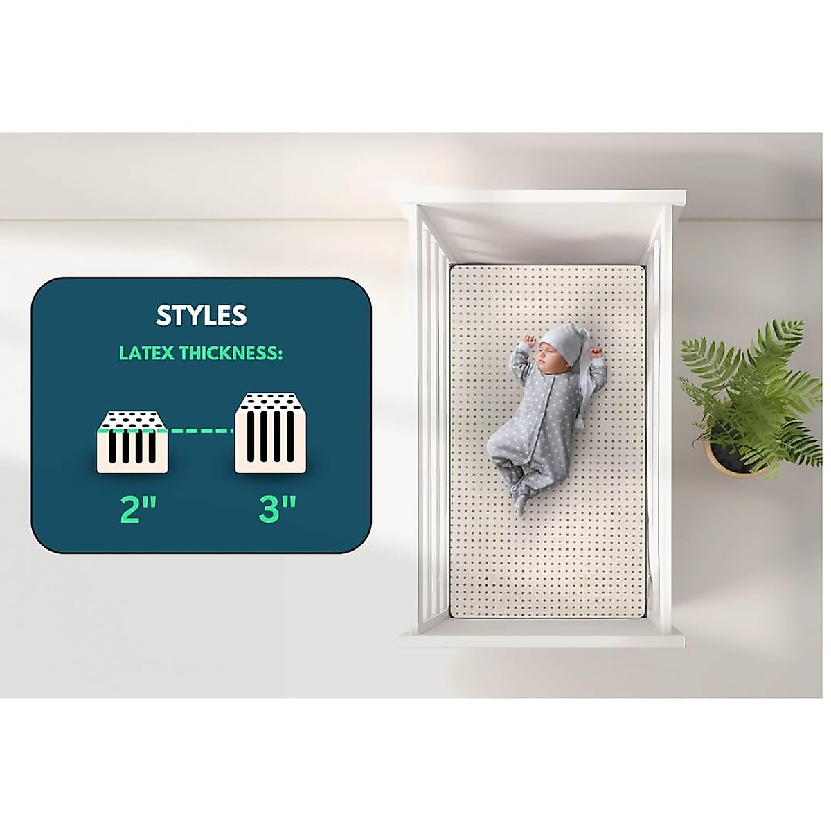 2” Inch Latex Organic Baby Crib and Toddler Bed Mattress Topper with Australian Wool Cover (Standard Crib, 52"x28"), GOLS Certified, Hypoallergenic and Breathable, Soft and Cooling, Made in USA