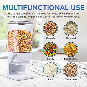 POWERLIX 2pc Cereal Dispenser Countertop (5.5 L), Cereal Storage Container, Organization Container for Kitchen, Food Dispenser for Rice, Pasta, Grains, Nuts, Candies, Oatmeal, Snacks (White)