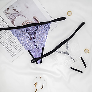 Umiehary 10 Pieces Colourful Low Rise Breathable Stretch G String T Back Thongs Size Medium