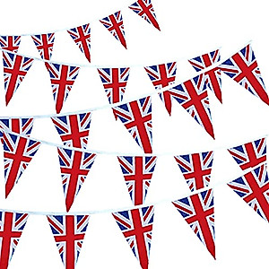 Uwariloy 23/26ft Union Jack Bunting Banner with 20 | 25 Triangle Flags for Queen Plati-num Jubilee Decorations, Royal Events Patriotic Street Party Decorations