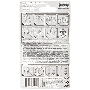 Command Designer Bath Hooks, Medium, White, 2-Hooks with Water-Resistant Strips (17081B-ES) (12 Hooks)