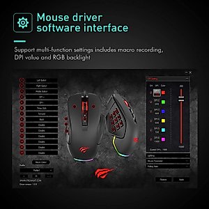 Havit Gaming Mouse Computer Ergonomic Wired Mice with 14 Programmable Buttons Interchangeable Side Plates (8 Buttons/ 8+6 Side Buttons), 2 Replaceable Right Plates for Laptop PC Gamer (Renewed)