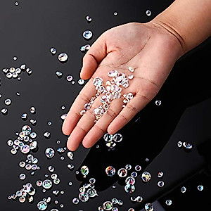 Hicarer 4000 Pieces Clear Diamonds Crystals Acrylic Gems Wedding Table Scattering Gemstones Christmas Party Decorations Bridal Shower Masquerade Vase Fillers(Crystal AB, 3 mm, 6 mm and 10 mm)