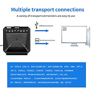 2D Desktop omnidirectional Barcode Scanner.Hands-Free USB Wired QR Barcode Reader Capture Barcodes from Mobile Phone Screen, Automatic Image Sensing Barcode Scanner