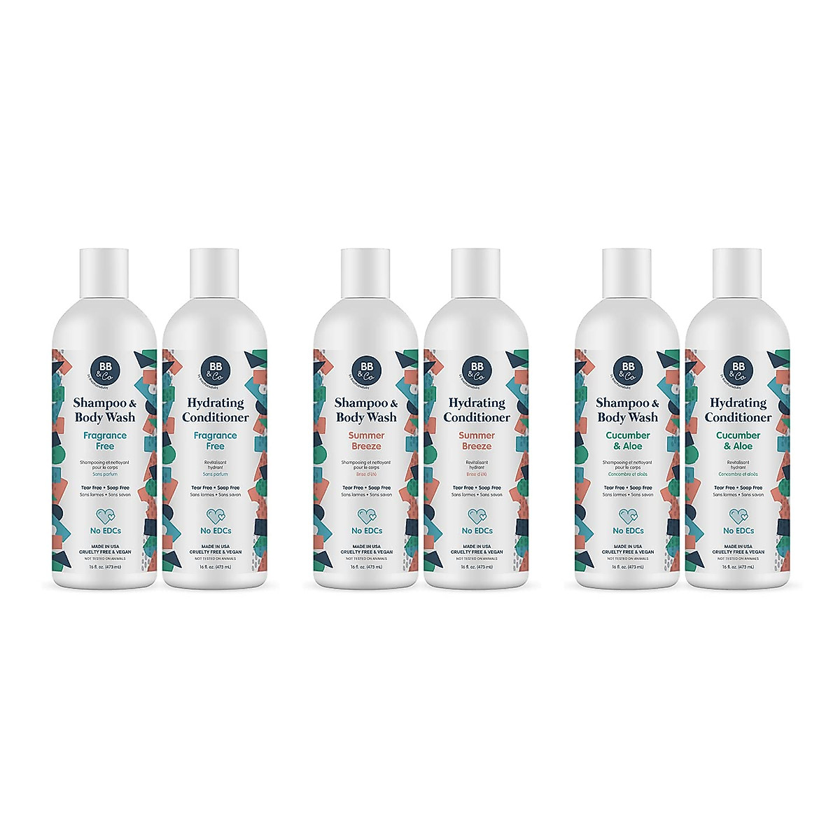 BB&CO Hydrating Conditioner — Fragrance Free — 16 oz — Tear Free & Soap Free — No EDCs — Safer for Baby — Good for the Whole Family — Made in USA White, 2012001