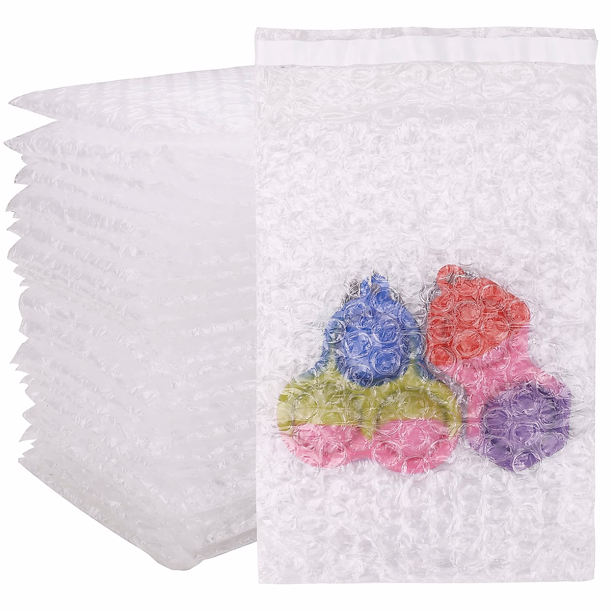 50Pcs Bubble Out Bags Pouches 5.12" x 7.10" Self-Seal Clear Bubble Pouch Bags, Double Walled Bubble Cushioning Bags, Protective Wrap Cushioning Pouches for Shipping, Packing, Moving