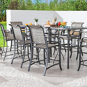 TOP HOME SPACE Outdoor Bar Stool Set of 2,Patio Height Stools & Bar Chairs,All-Weather Patio Chairs for Backyard Lawn Garden,300 LBS Capacity(Grey)