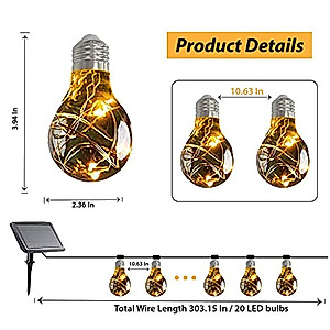 Solar Powered String Lights - Decorative Indoor and Outdoor Solar Power Fairy LED Light String - Bright Waterproof Outside Christmas Lights for Garden, Patio, Porch, Backyard, Bistro