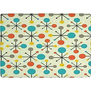 Tempered Glass Cutting Board Mid century fifties modern atomic retro colors seamless Part of Tableware Kitchen Decorative Cutting Board with Non-slip Legs, Serving Board, Large Size, 15" x 11"