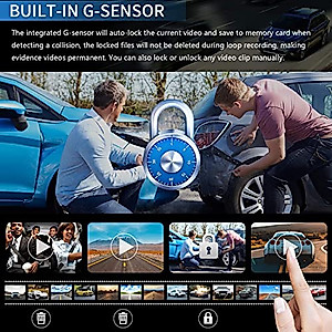 PRUVEEO 3 Channel Mirror Dash Cam, 1440P+1080P+1080P Front Inside and Rear, 12'' Full Touch Screen Rear View Mirror Camera, IR Night Vision(Sony Sensor), GPS, Parking Monitor, with 64GB Card