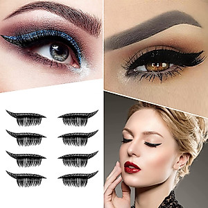 Aaiffey Eyeliner Sticker with Eyelashes,Reusable Eyelashes & Eyeliner Stickers Natural & Waterproof Eyelashes Makeup Stickers Instant for Women 4 Pairs (Black)