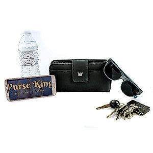 Purse King The Essence Everyday Essential Wallet, Womens Wallet, Womens Clutch, Faux Leather Wallet, Leather Clutch, RFID Blocking Wallet, Organizer (Black)