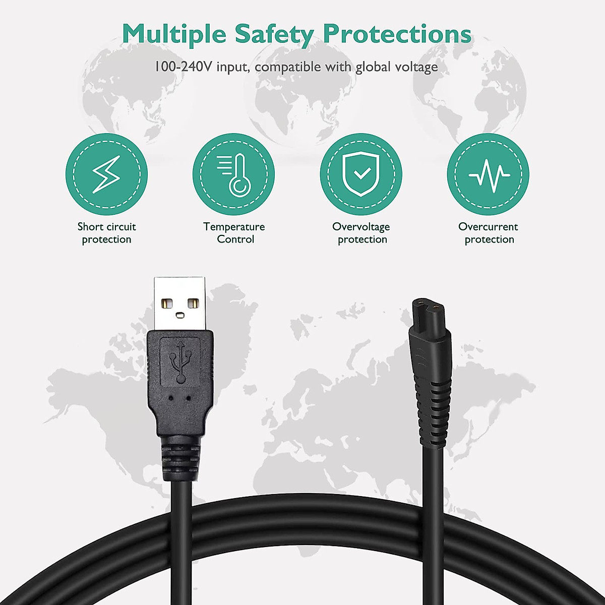 Lnauy for Nicwell Water Flosser Charger, Power Cord Compatible with Nicwell F5025 COSLUS F5020E Oralfree Cordless Portable Water Dental Flosser Replacement Power Supply Adapter Cable