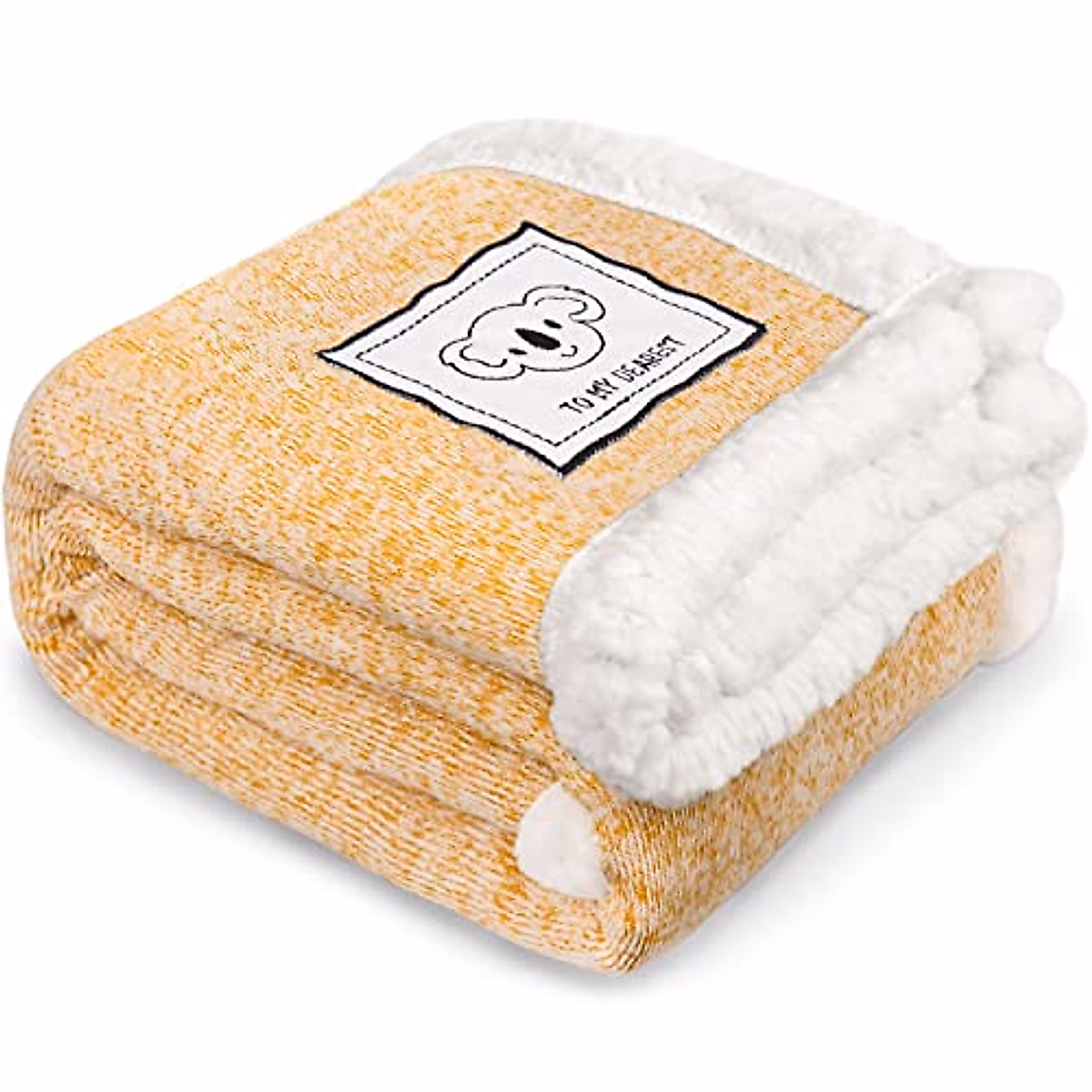 Baby Blanket for Boys or Girls Knit Fleece Fluffy Toddler Blanket for Baby, Soft Warm Cozy Plush Warm Blanket for Spring, Infant or Newborn Receiving Blanket for Baby Bed (30x40inch, Yellow)