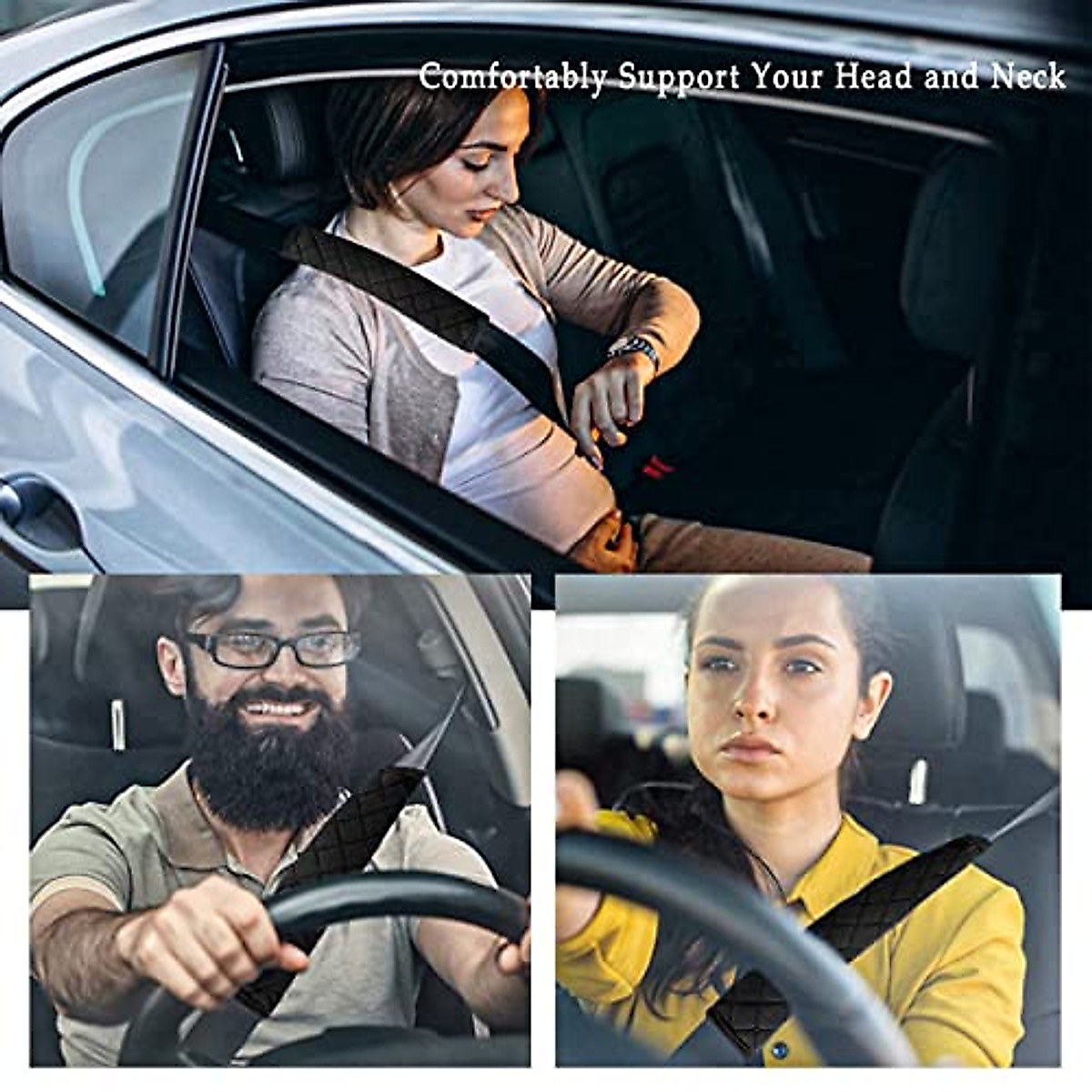 NEPAK 6 Pack Car Seat Strap Pads,Universal Car Seat Belt Pads Cover,Seat Belt Shoulder Strap Covers Harness Pad for Car/Bag,Protect Your Neck and Shoulder(Black)