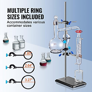 VEVOR Laboratory Grade Metalware Set - Support Stand Premium Iron Material Laboratory Stand Support Lab Clamp Flask Clamp Condenser Stand 60cm