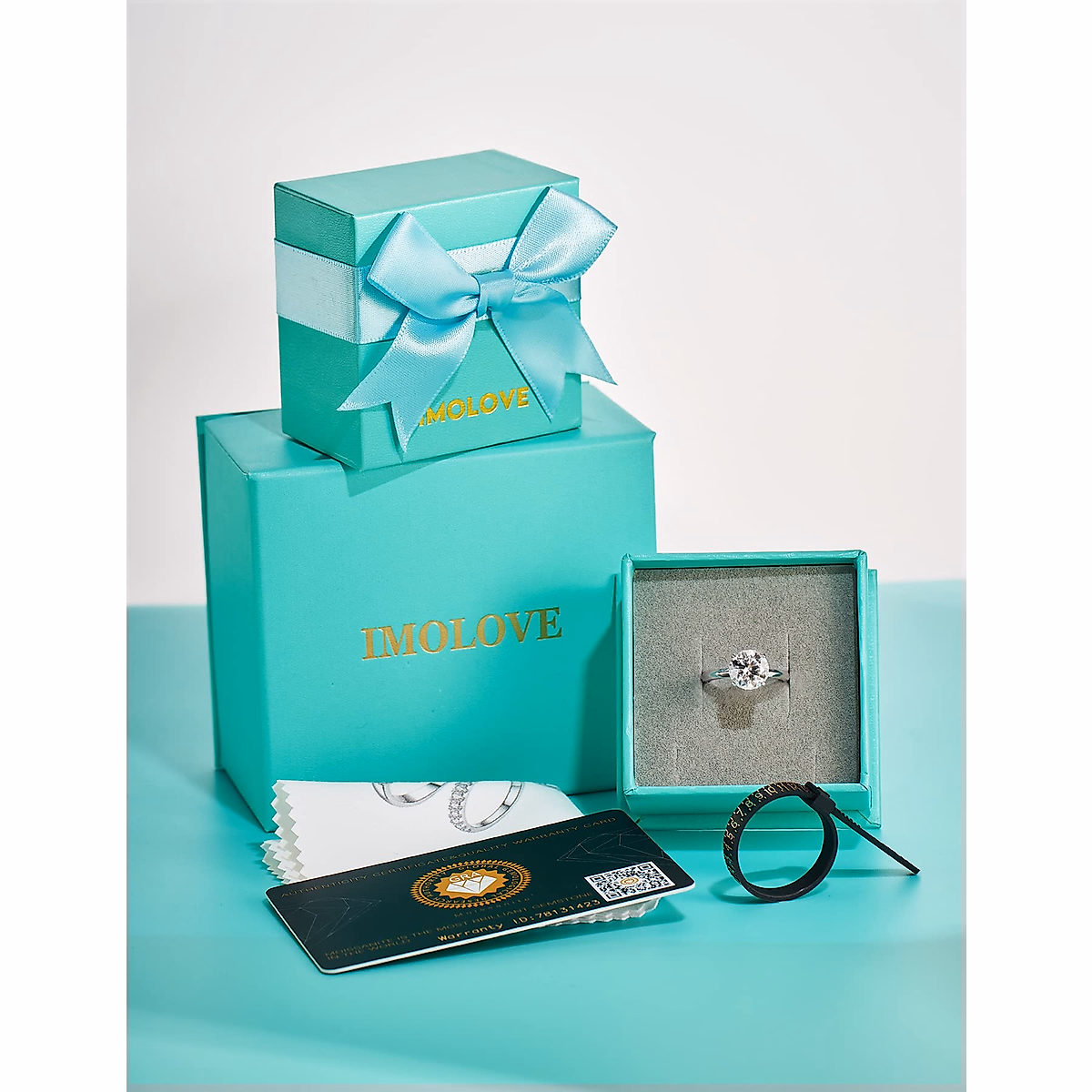 IMOLOVE 3ct Moissanite Engagement Ring Wedding Solitaire Ring for Women Lab Created Diamond Promise Ring for her-7-3CT