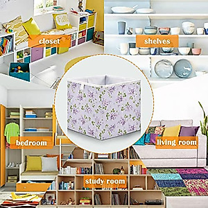 Kigai Storage Basket Flowers Pattern Foldable Storage Bin 11 X 11 X 11 Inches Cube Storage Baskets Box for Shelves Closet Laundry Nursery Bedroom Home Decor