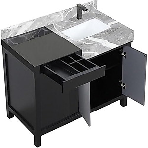 Lexora Home Zilara 42" Single Marble Top Bathroom Vanity with Gun Metal Faucet