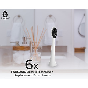 Pursonic Replacement Toothbrush Heads Charcoal Infused Bristles Compatible with Sonicare Electric Toothbrush 6 Pack