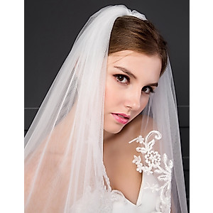 Cibelle Short 2 Tier Lace Bridal Wedding Veil For Bride White