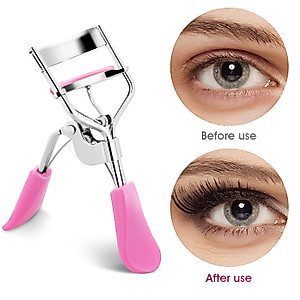 Sibba Lash Curler, No Pinching or Pulling, Long Lasting EyeLash Curler Fit All Eye Shapes, Professional Makeup Tool for Eyelashes with 10 Pieces Silicone Refill Pads (Pink)