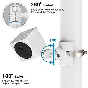 Holaca Pole Mounting Bracket for Wyze Cam Outdoor/V3/V3 Pro/V4,Adjustable Wall Mount for Wyze Camera Home Camera System,Applicable Pipe Diameter Size 1.18-7.87 inch (30mm-200mm) White