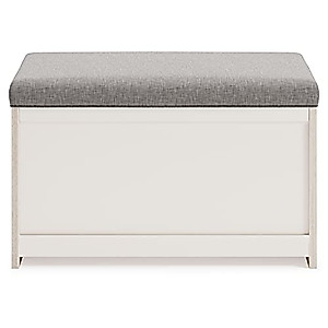 Signature Design by Ashley Blariden Upholstered Storage Bench with Removable Baskets, Gray