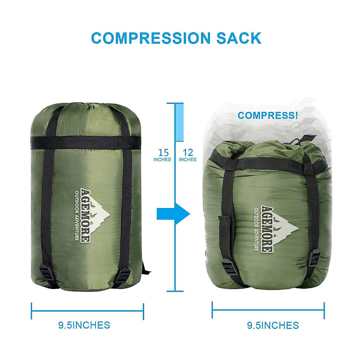 Mummy Sleeping Bag with Composite Fiber Heating Plate, Compression Sack for 3-4 Season Lightweight, Water Resistant & Warm for Camping, Hiking, Traveling and Outdoors（Power Bank NOT Included）