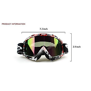 Wonzone Windproof Dustproof Motorcycle Anti-Fog Cross Country Riding Cycling Sunglasses Mountaineering Skiing Snow Ski Goggles Protective Eyewear (White&Black, Rainbow)