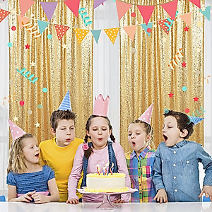 Poise3EHome Gold Sequin Backdrop Curtains, 4 Panels Gold Sequin Backdrop, 2FTx8FT Sequin Curtains for Party Wedding Sequence Backdrop