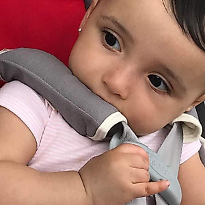 DorDor & GorGor Organic Baby Seat Belt Cushion, Extra Plush, 100% Cotton (Gray)