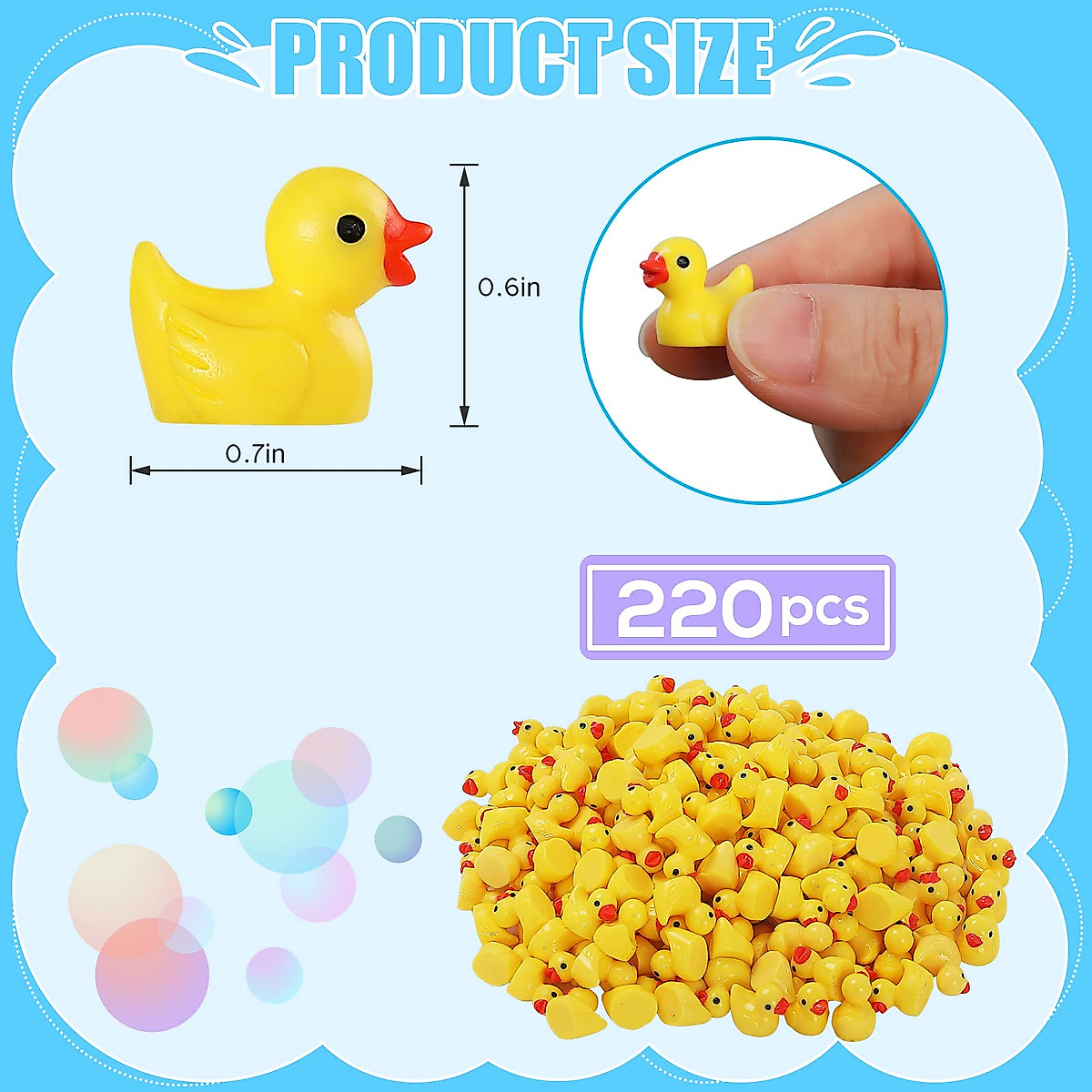 LOUHUA Mini Ducks 220 Pack Tiny Duck Figurines Bulk for Miniature Dollhouse Decor Accessories Garden Aquarium Potted Ornament Party Toys DIY Craft Office Classroom Activity to Hide