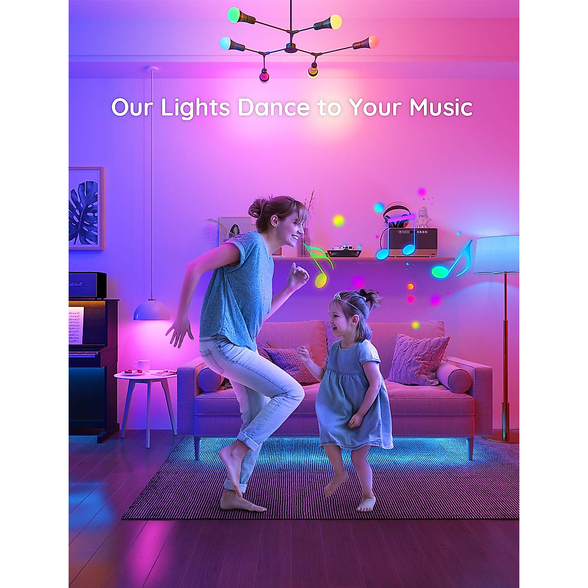 Govee LED Light Bulb Dimmable, Music Sync Color Changing Light Bulbs, A19 7W 60W Equivalent, No Hub Required Multicolor Bluetooth Light Bulbs with App Control for Party Home (Don't Support WiFi/Alexa)