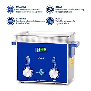 DK SONIC Ultrasonic Cleaner - Ultrasonic Jewelry Cleaner,Sonic Cleaner,Ultrasound Lab,Dental Tool,Carburetor,Gun,Parts,Denture Cleaning Machine with Encoded Timer and Heater(0.79Gal-3L)