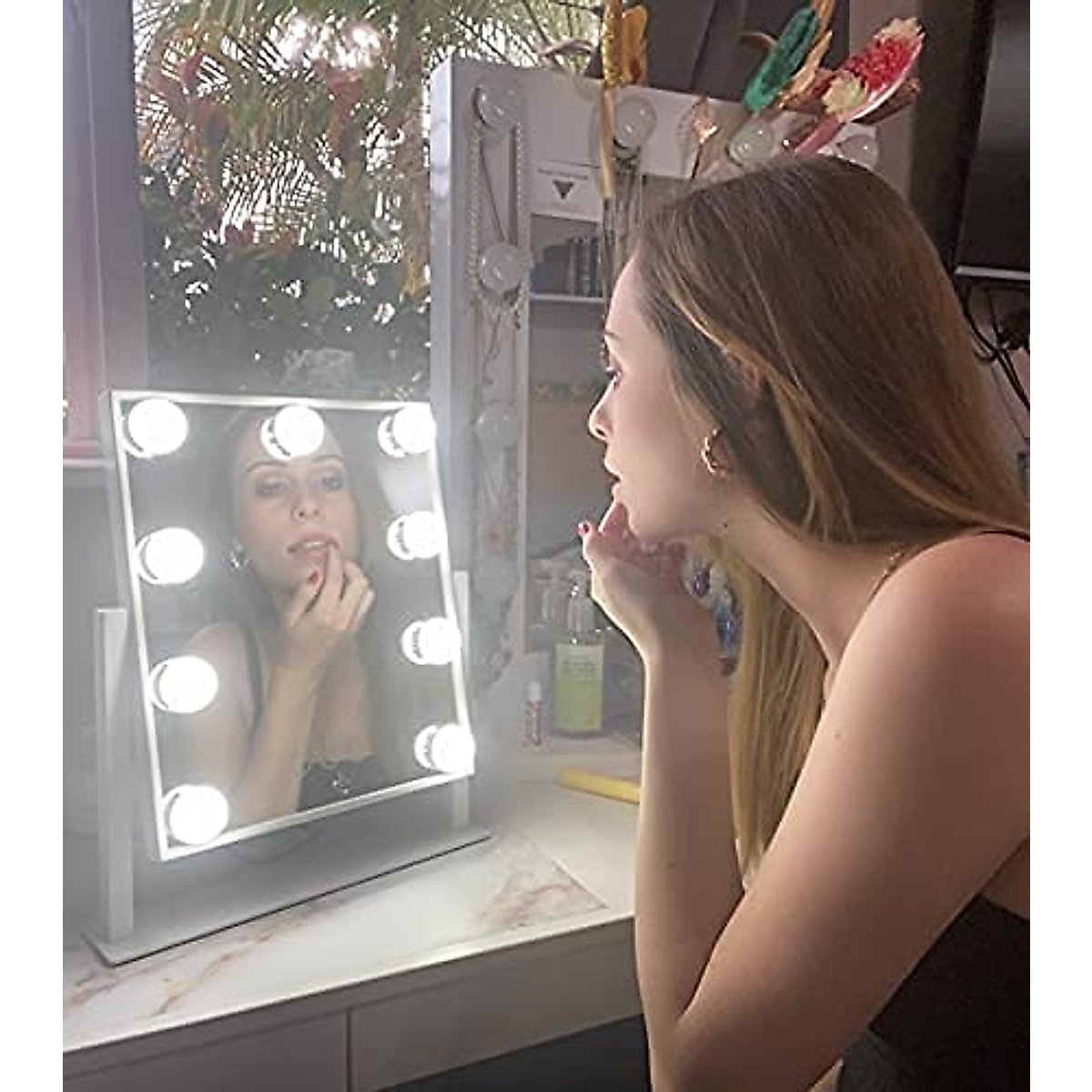 NUSVAN Vanity Mirror with Lights,Makeup Mirror with Lights,3 Color Lighting Modes Detachable 10X Magnification Mirror Touch Control,360°Rotation