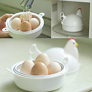 Mochiglory Chicken Shape Microwave Egg Poacher 4 Eggs Boiler Steamer