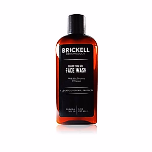 Brickell Men's Clarifying Gel Face Wash for Men, Natural and Organic Rich Foaming Daily Facial Cleanser Formulated With Geranium, Coconut and Aloe, 8 Ounce, Scented