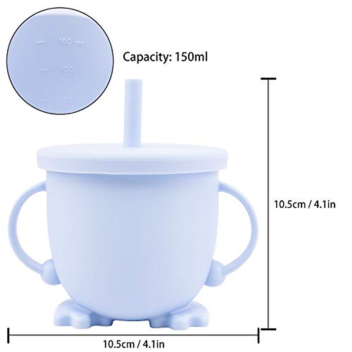 Linowos 2-in-1 Snack Cup & Spill-Proof Cup, Snack Cup | Silicone Toddler Spill Proof Sippy Cup 150ml with Level Indicator - Perfect for Toddlers & Babies Training