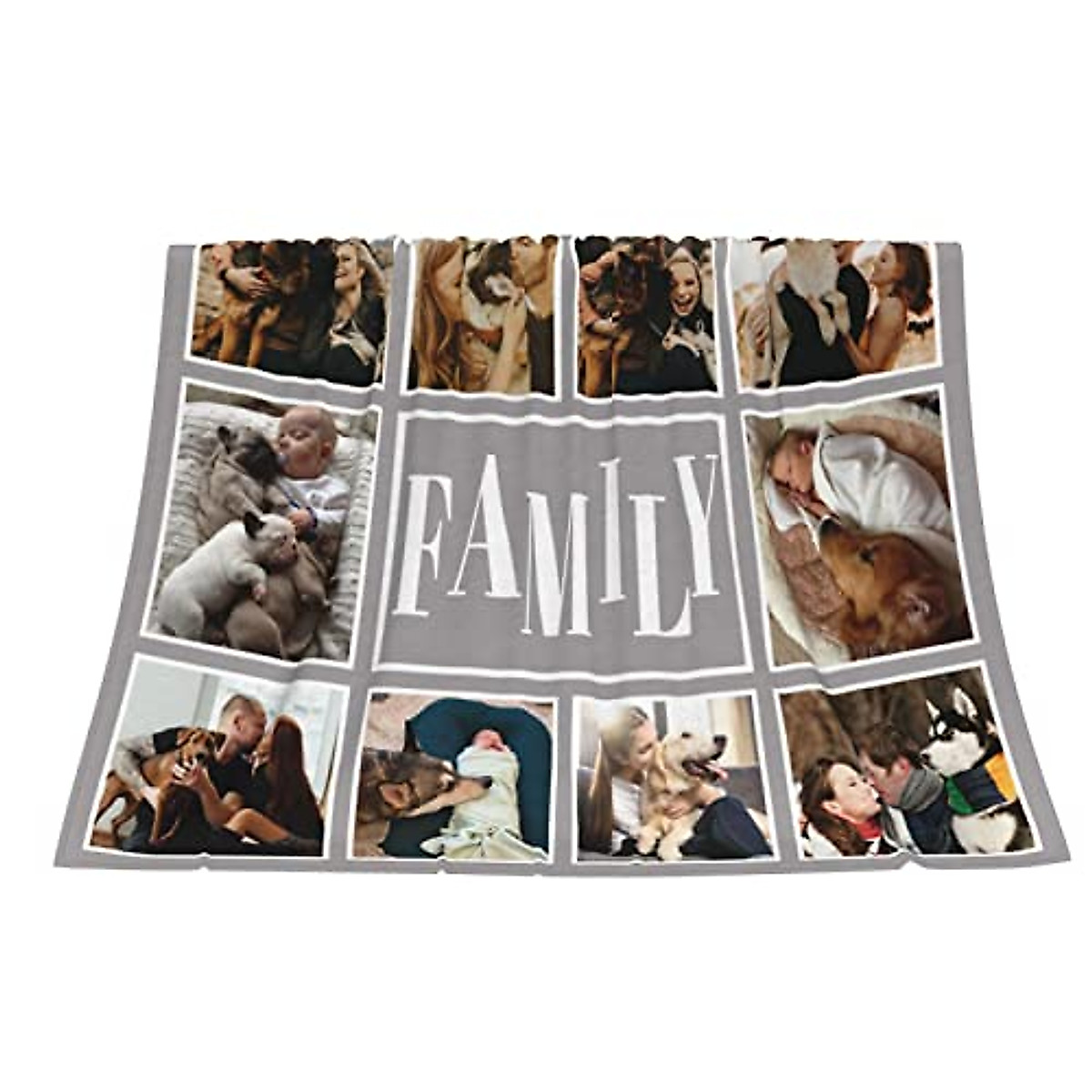 MMAOLP Custom Family Throw Blanket, Personalized Memorial Throw with Photos, Christmas Blanket Blanket with Photo for Bed Couch Customized Gifts for Son Daughter for Birthday