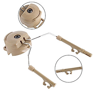 2pcs Helmet Rail Adapter Headset Helmet Adapter Arc Rail Adaptor Suspension Headphones Bracket Hunting Earmuffs Support Left & Right Side Support for Peltor Comtac(Brown)