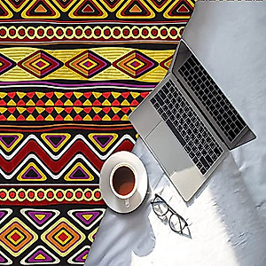 LIGUTARS Fleece Throw Blanket, African Decor Child Blankets for Girls, Geometric Ornate Forms and Antique Shapes, Keep Warm, 40 x 50inches, Suitable for Bed and Sofa, Multi