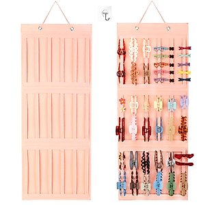 LUCKJOY Hair Claw Clip Organizer Holder, Hanging Hair Claw Clips Holder for Women Girls, Claw Clip Hanger with Adhesive Hooks Hair Accessory Storage Decor for Room, Door, Closet, Wall