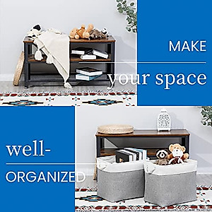 Bidtakay Large Storage Bins for Clothes Fabric Deep Baskets for Organizing Set of 2 Grey Fabric Pantry Storage Bins for Hallway Living Room Blankets 17x12x15 in Extra Large Shelf Tote Baskets