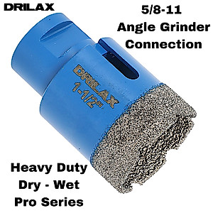1-1/2 inch Diamond Hole Saw for Angle Grinders Masonry Concrete Granite Quartz Porcelain Ceramic Tile Hole Saw Brick 5/8"-11 Threaded Connection Heavy Duty Diamond Core Hole Saw Dry