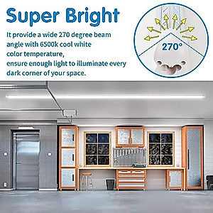 AQIQUUT Led Shop Light 4FT, Led Garage Light,50W 6500K T8 Led Daylight 7000LM Linkable Clear Cover Integrated V-Shape,for Garage Warehouse Workbench Workshop,4-Pack