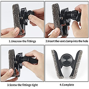 Amiss Bling Cell Phone Holder, Universal 360°Adjustable Car Phone Mount with One More Air Vent Base, Crystal Car Interior Decoration, for Dashboard and Air Vent - Grey