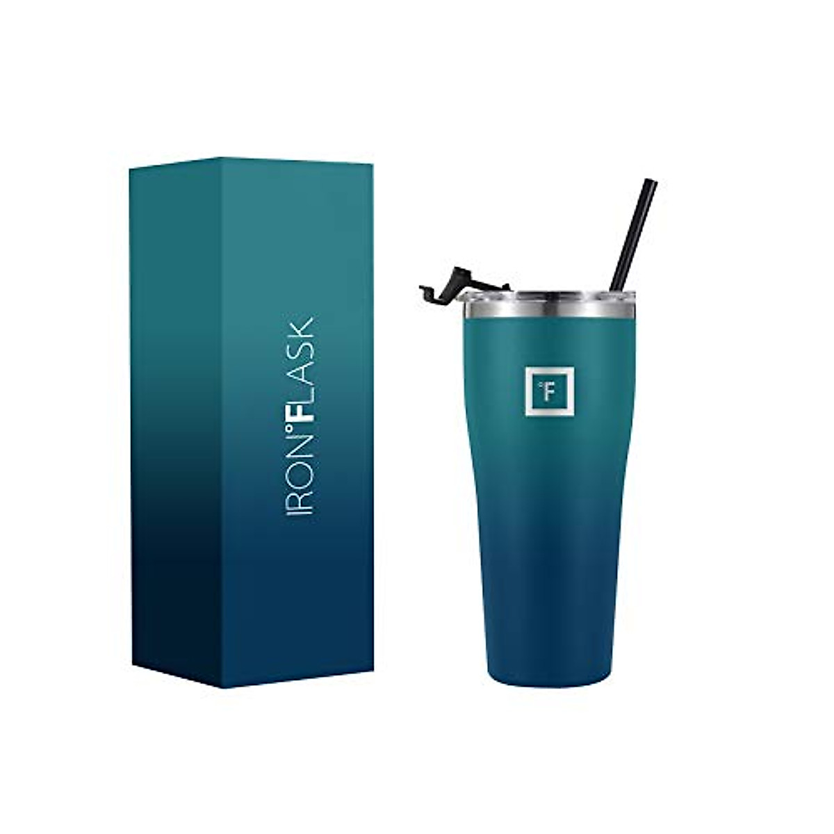 IRON °FLASK Insulated Rover Tumbler w/Lid & Straw - 32 Oz Leak Proof & Stainless Steel Bottle for Hot & Cold Drinks - Coffee Travel Mug, Water Metal Canteen, Thermal Cup - Dark Night